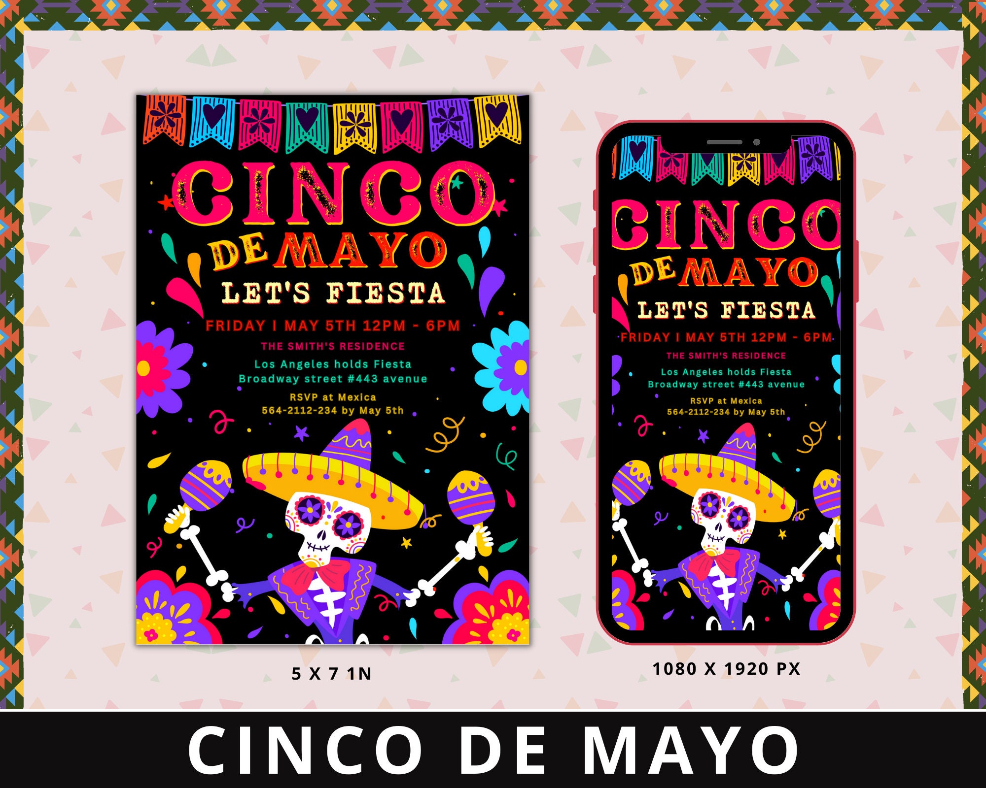 Editable Cinco De Mayo Invitation, Cinco De Mayo Party, Cinco De Mayo ...
