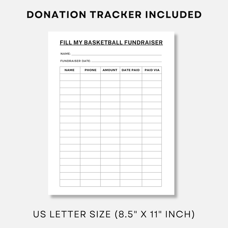Basketball Fundraiser Calendar, Pick a Date to Donate, Basketball ...