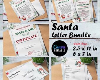 Instant Download Editable Letter From Santa, Nice List Certificate and ...