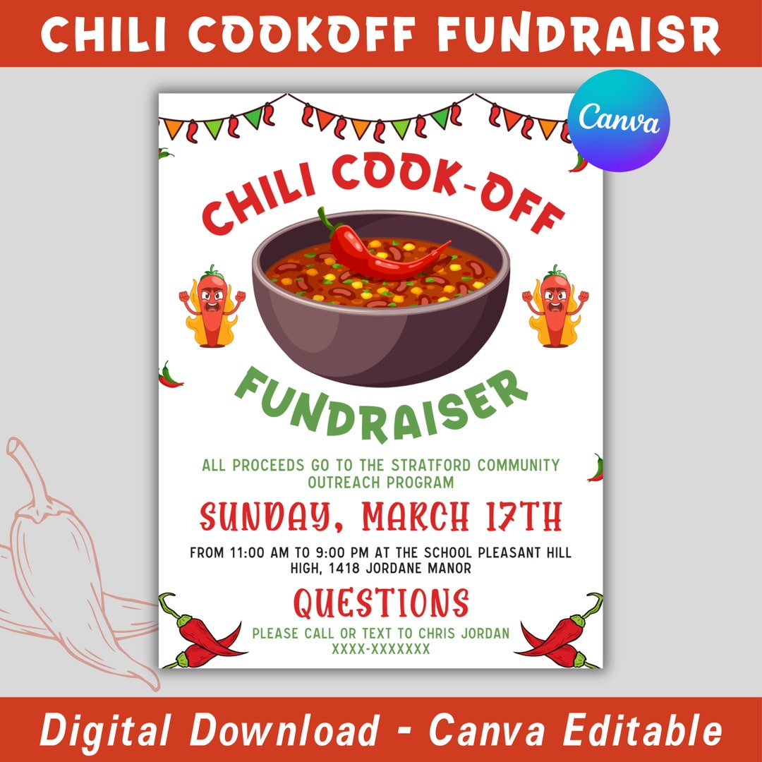 Chili Cook off Party Fundraiser Editable & Printables, Chili Cookoff ...