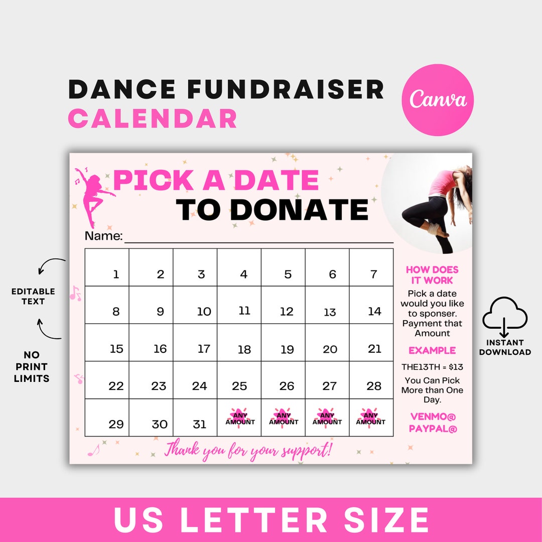 Editable Dance Template Pick a Date to Donate Fundraiser, Fill My ...