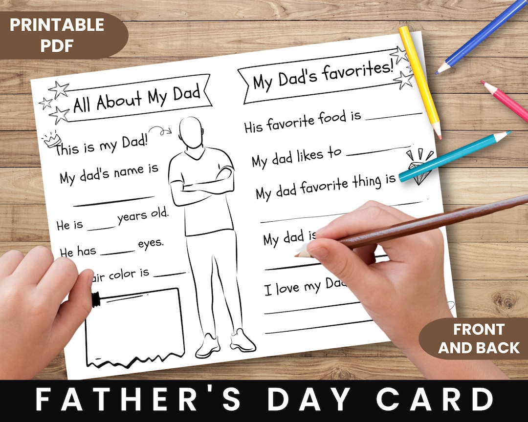 Father's Day Card, Father's Day Questionnaire, Personalized Fill in ...