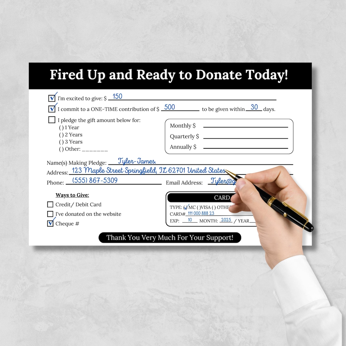 Printable Donation Card Canva Template, Donation Cards, Donation ...