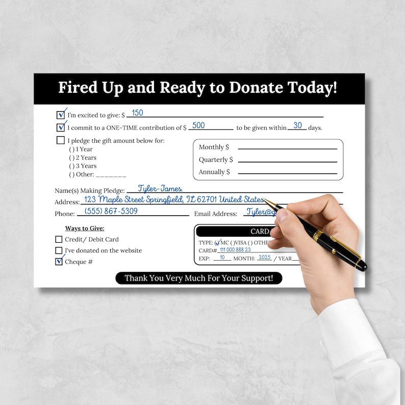 Printable Donation Card Canva Template, Donation Cards, Donation ...