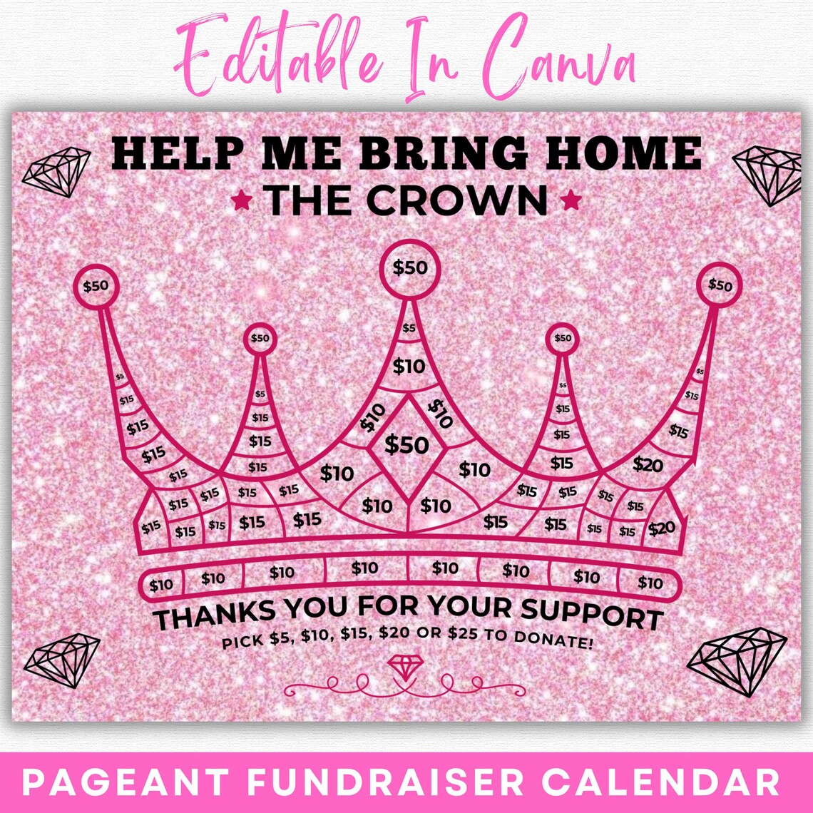 Pageant Fundraiser, Crown Fundraiser Template, Pick a Date to Donate ...