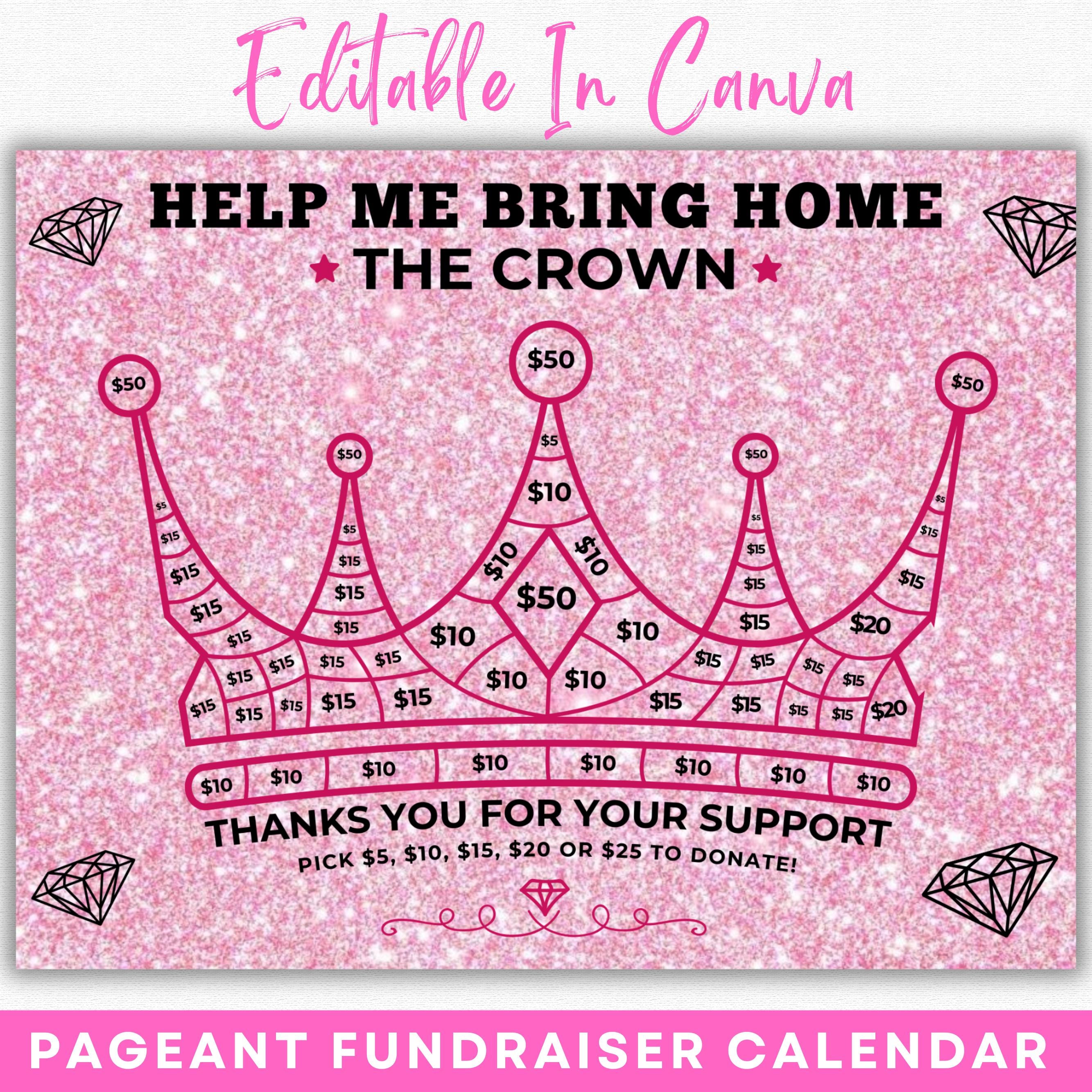 Pageant Fundraiser, Crown Fundraiser Template, Pick a Date to Donate ...