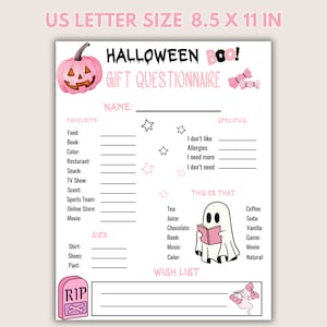 Editable Halloween Gift Exchange Questionnaire, Printable You’ve Been ...