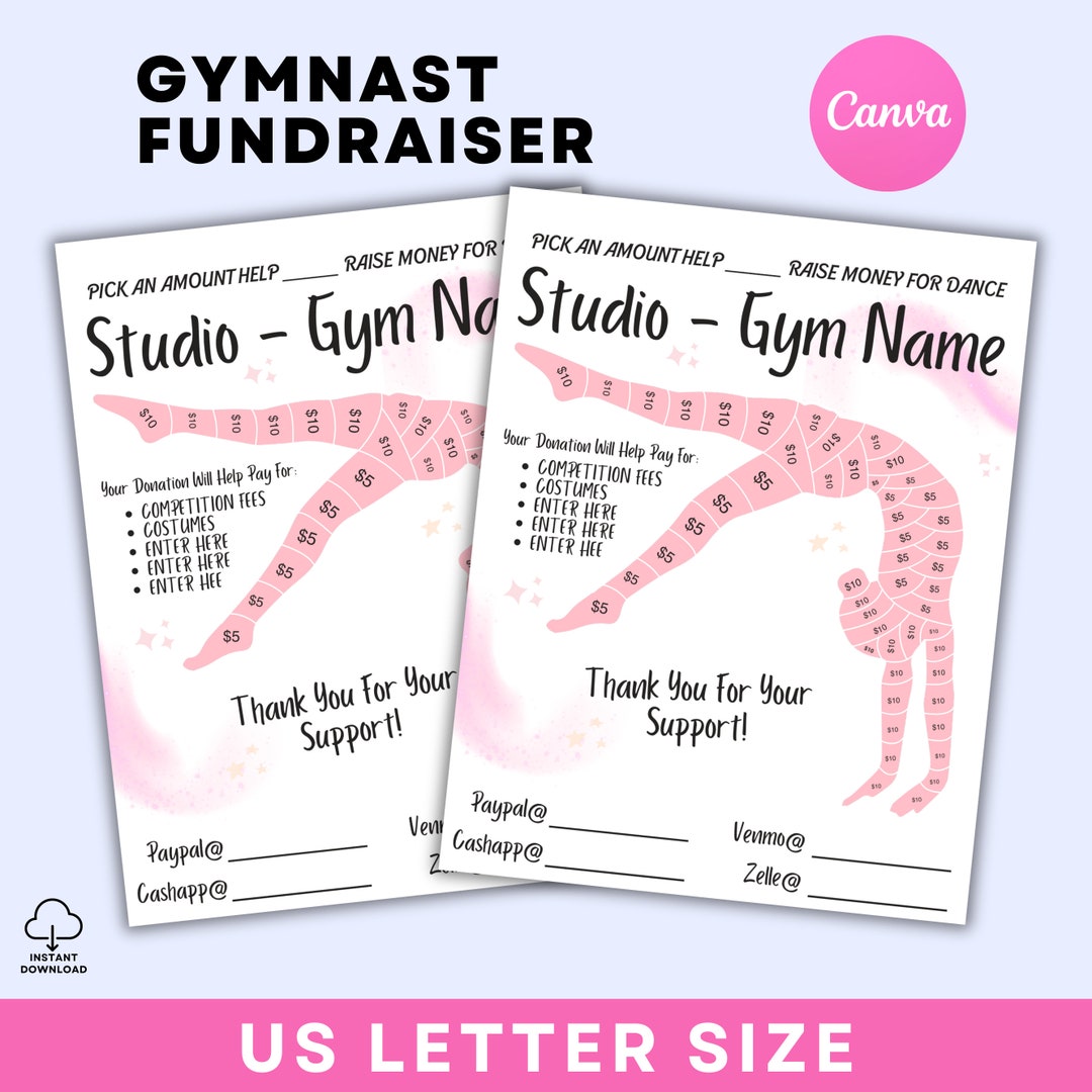 Editable Gymnastic Fundraiser Canva Template, Pick A Date to Donate My ...