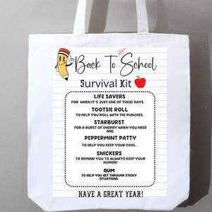 EDITABLE Back to School Survival Kit Gift Tags | Back to School Student ...