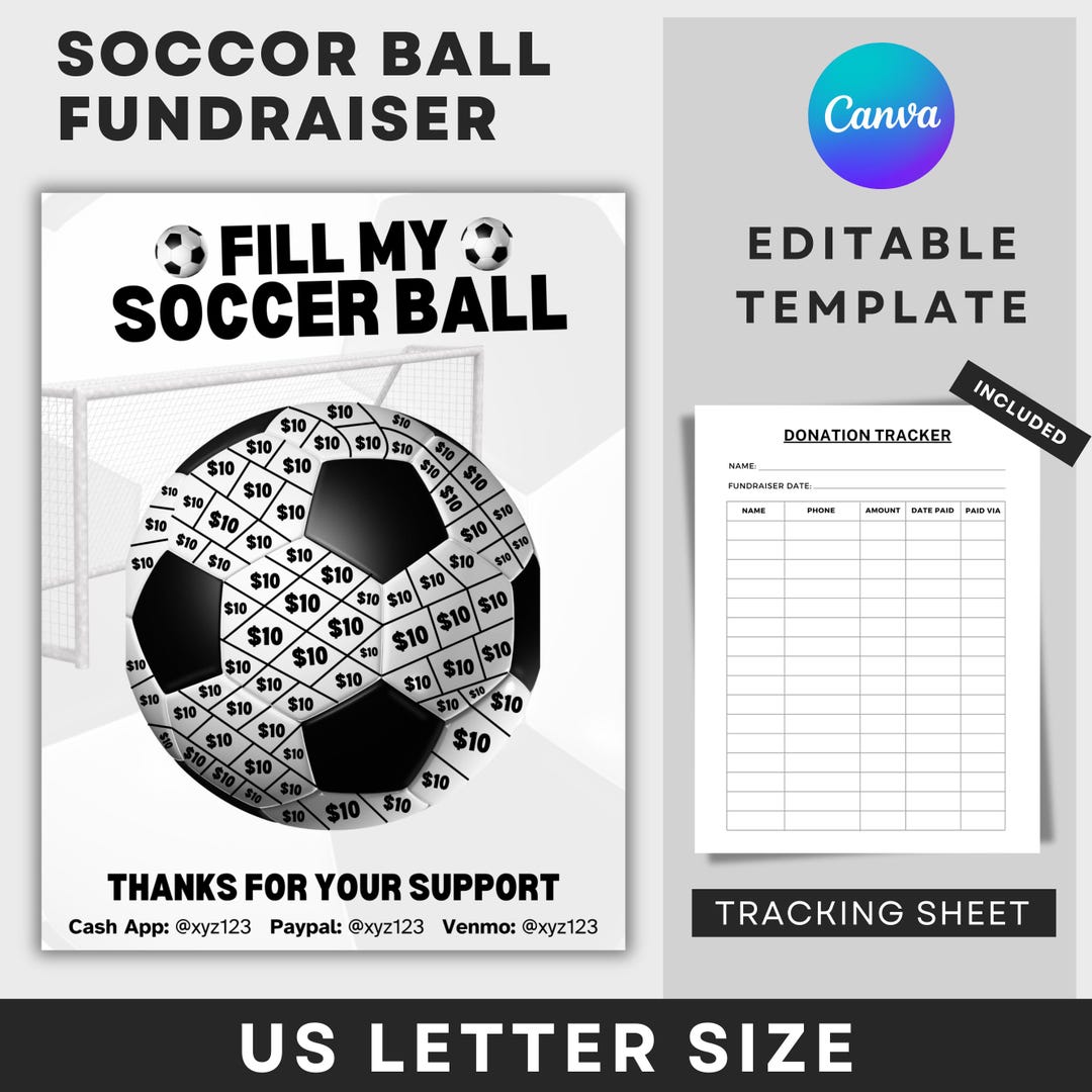 Soccer Fundraiser Canva Template, Editable Fill My Ball Fundraiser ...