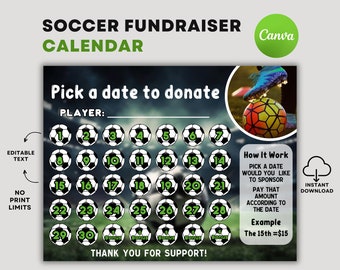 Editable Soccer Calendar Fundraiser Template Clear the Board ...