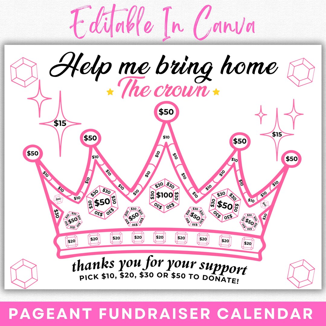 Pageant Fundraiser, Crown Fundraiser Template, Pick a Date to Donate ...