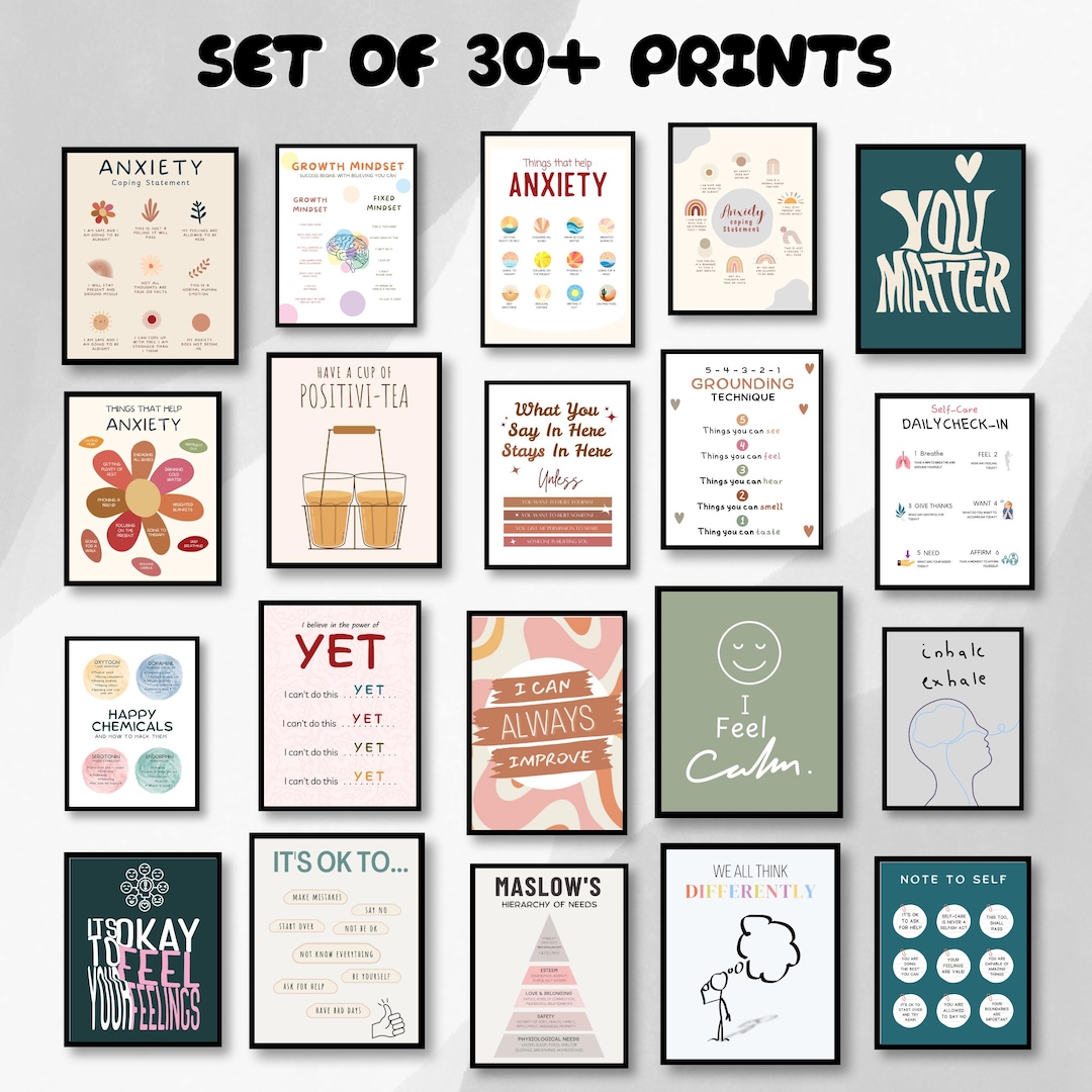 Therapy Poster Bundle,therapy, Decor Psychologist Therapist Mental ...