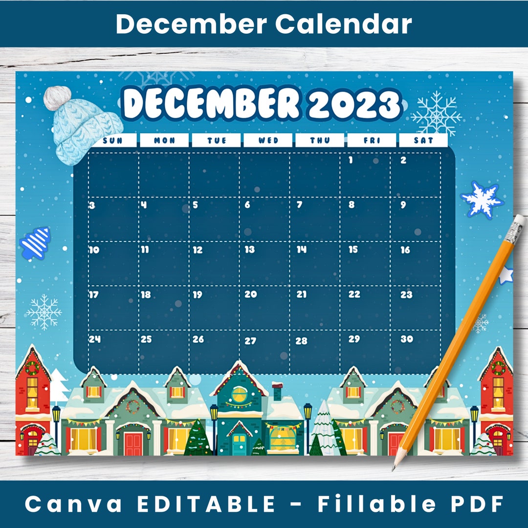 Fillable/editable December Calendar, Christmas Countdown Calendar 2023 ...
