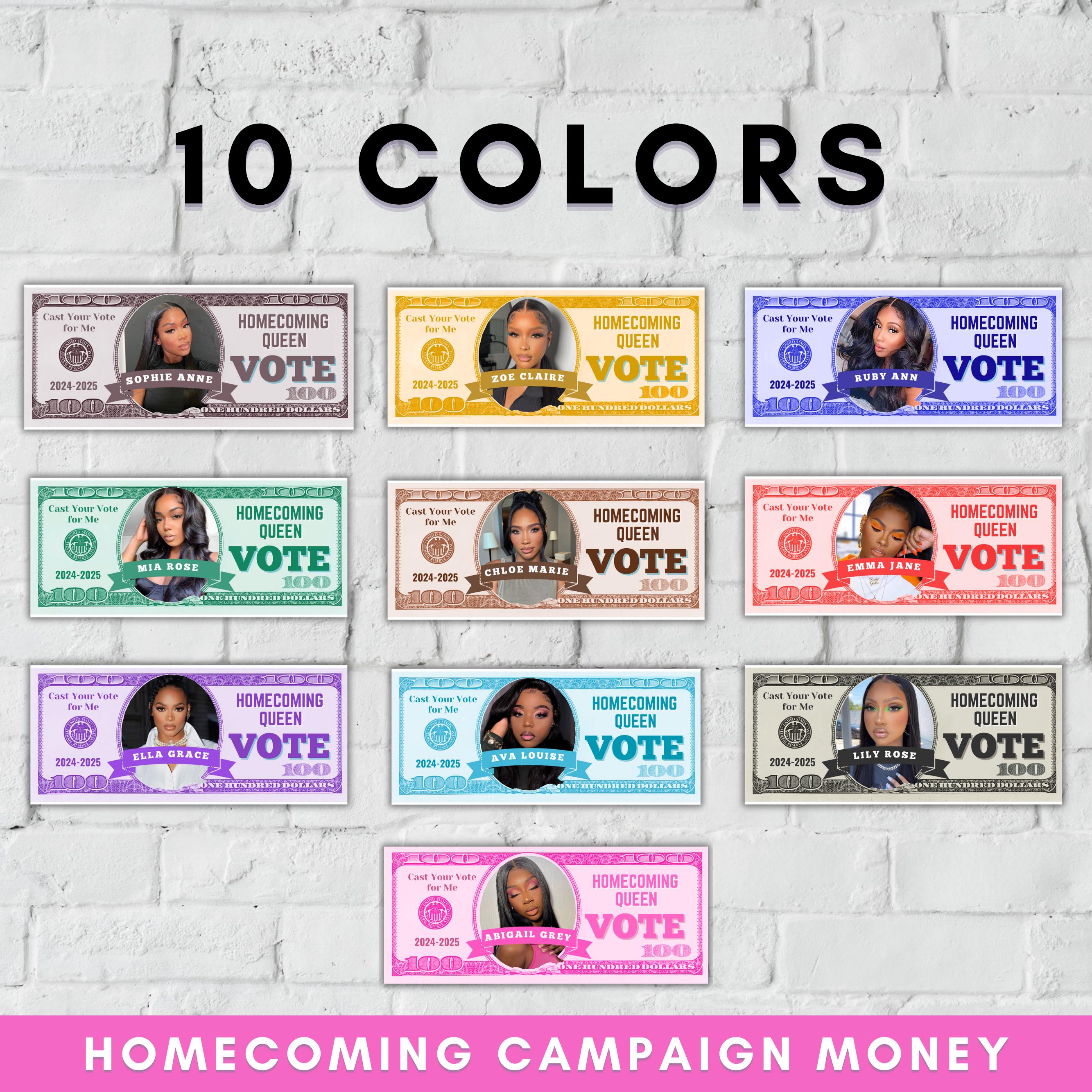 Homecoming Money, Homecoming Campaign Money, Prom Queen, Editable Fake ...