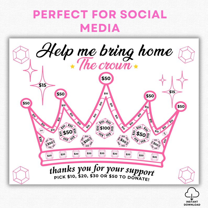 Pageant Fundraiser, Crown Fundraiser Template, Pick a Date to Donate ...