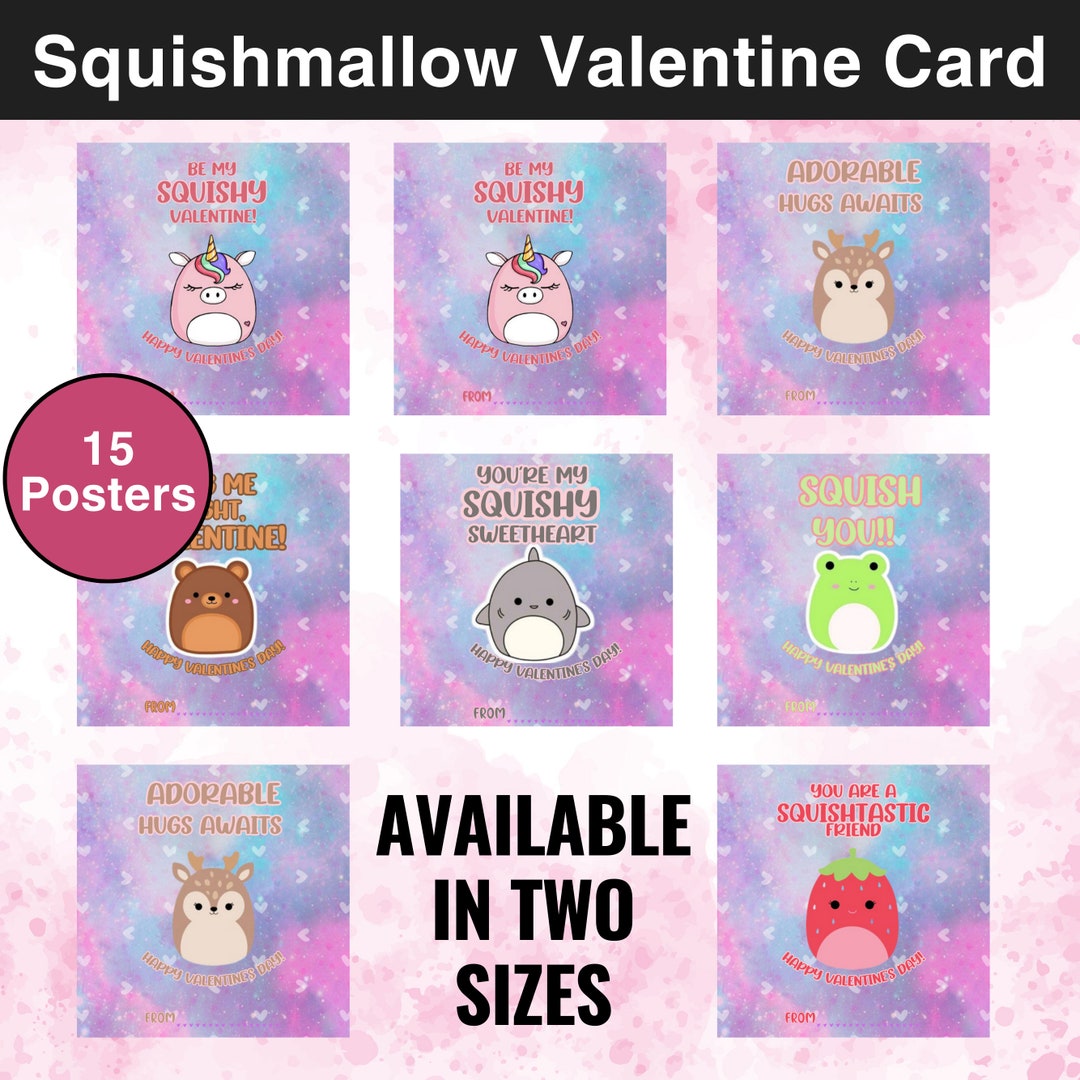 15 Squishmallow Valentine Cards, Squishmallow Party Cards for Kids ...