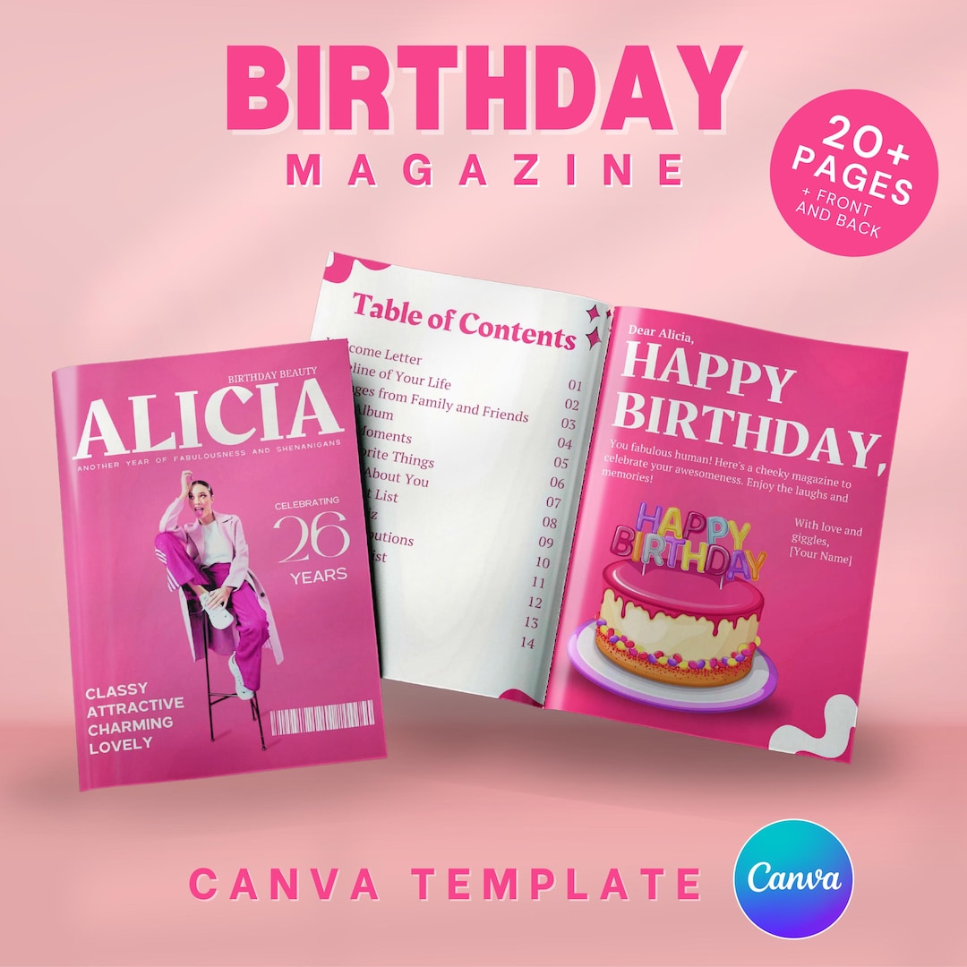 Personalized Birthday Magazine, Bestie Birthday Magazine Template ...