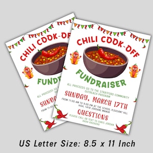 Chili Cook off Party Fundraiser Editable & Printables, Chili Cookoff ...