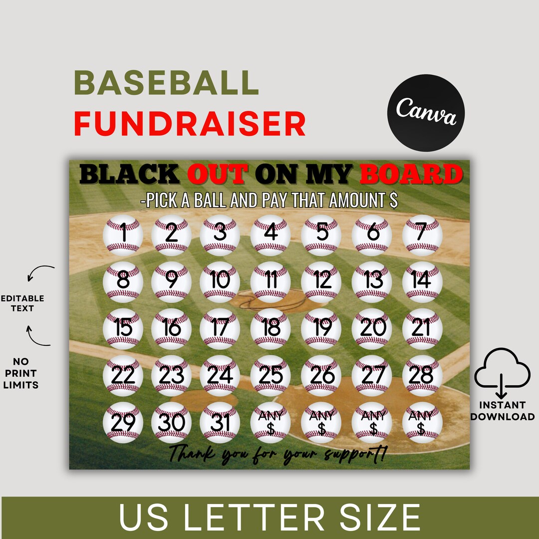 Baseball Pick a Date Donation, Baseball Fundraiser Calendar Template ...