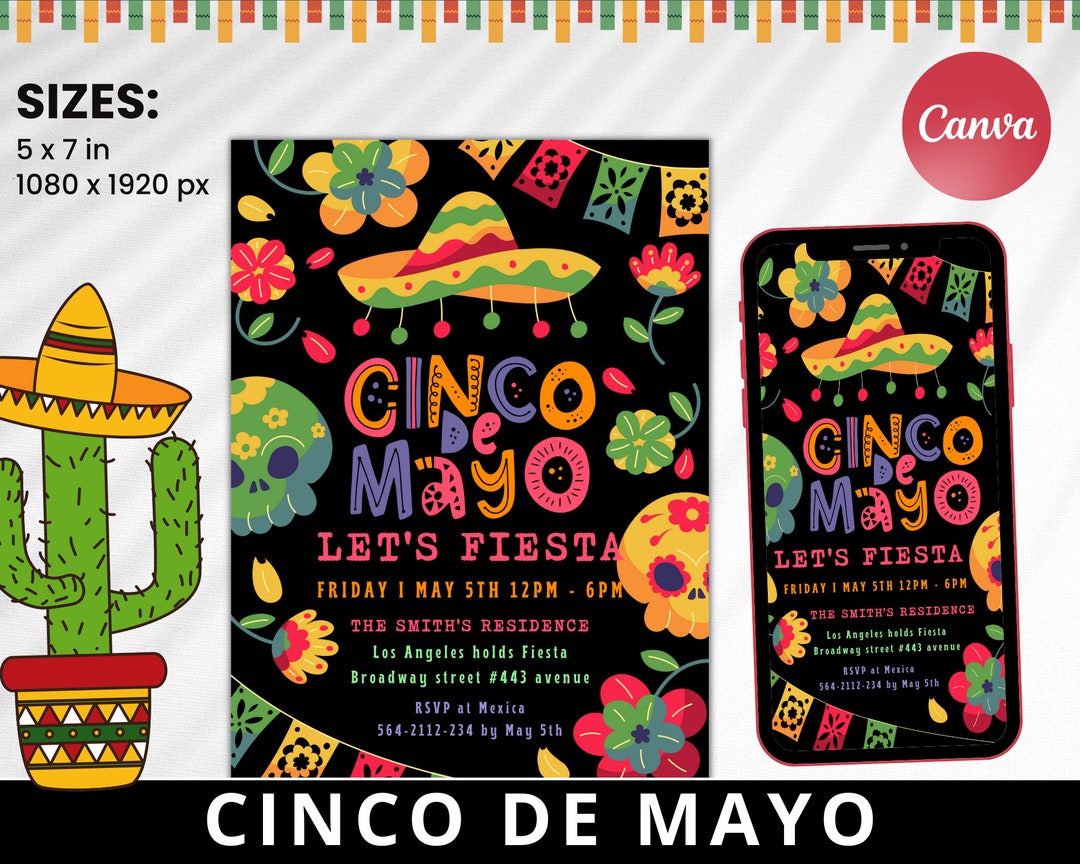 Cinco De Mayo Invite, Fiesta Invite, Cinco De Mayo Fiesta, Party ...