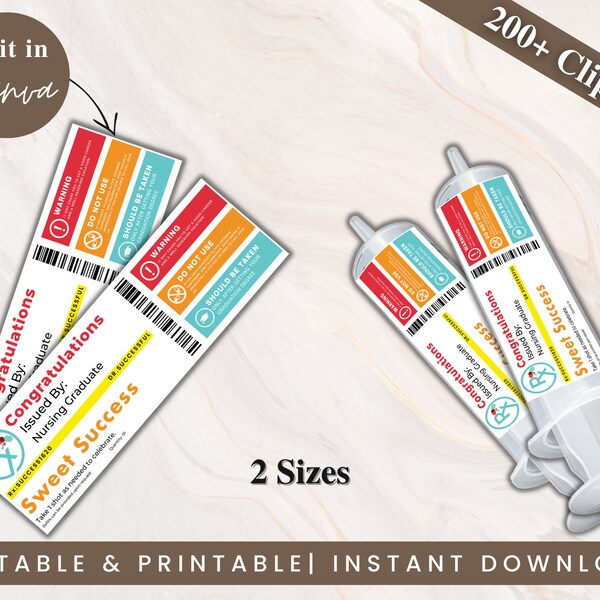 Nurse Graduation Syringe Labels - Etsy