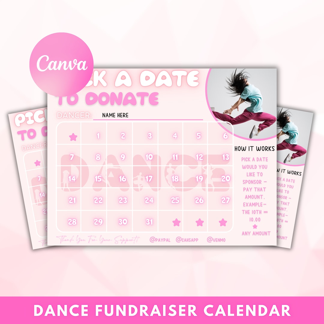 Editable Dance Template Pick a Date to Donate Fundraiser, Fill My ...