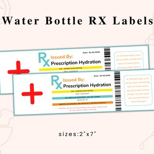 Water Bottle RX Labels, Liquid Bottle Label, Water Bottle Wrap, Bottle ...