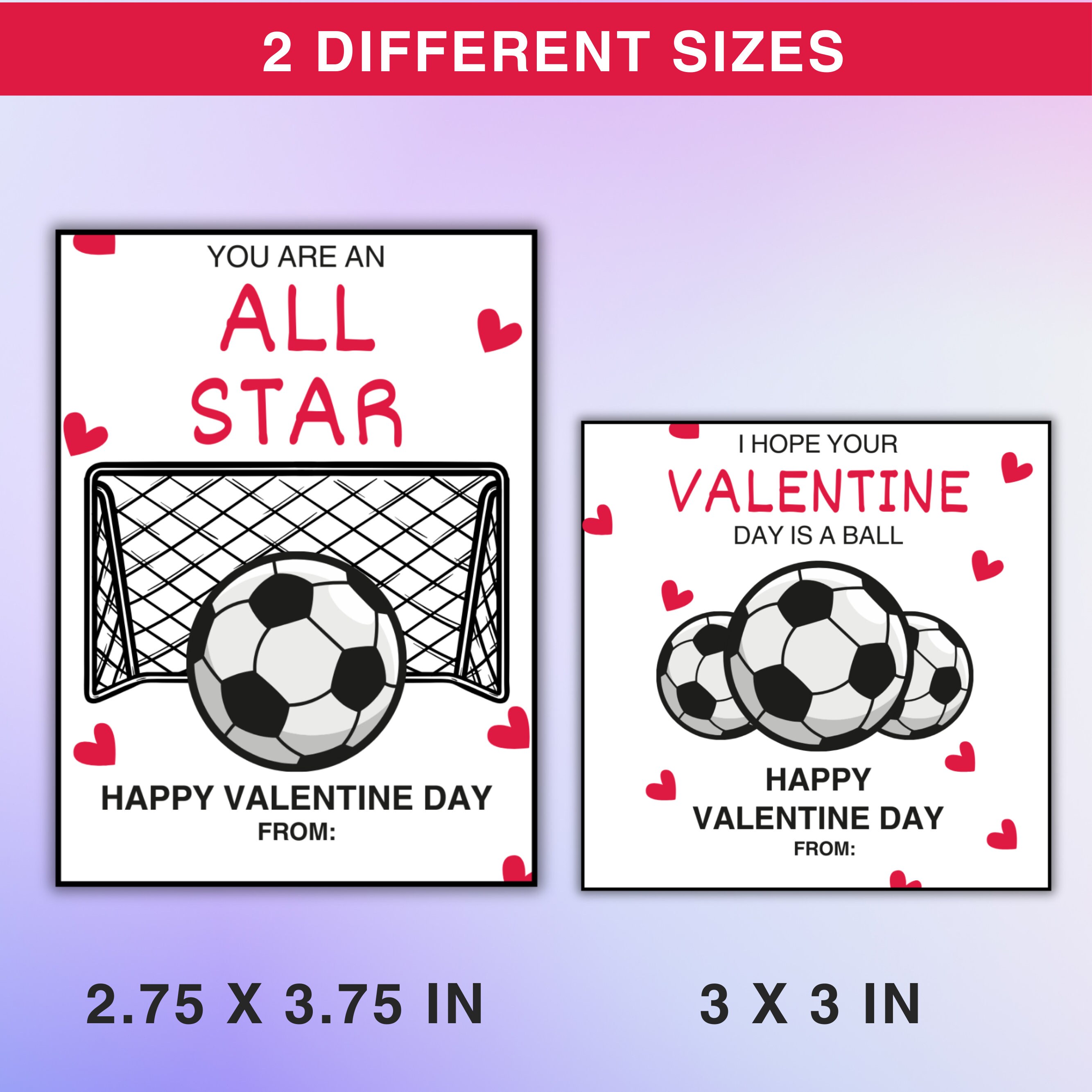 12 Soccer Valentine Cards, Soccer Boy Valentine Cards, Printable Kids ...