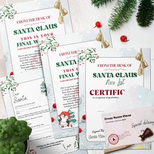 Letter From Santa Bundle, Santa Nice List Certificate, Printable Santa ...