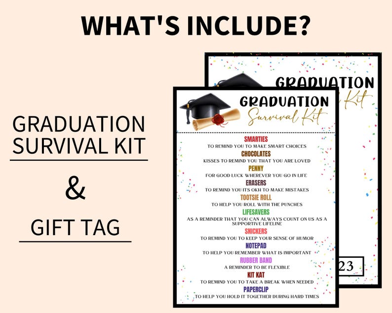 Graduation Survival Kit Printable, College Survival Kit, Student ...