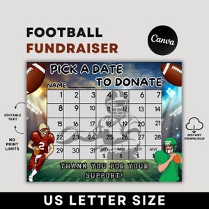 Football Fundraising Calendar, Pick a Date Donation Football Calendar ...
