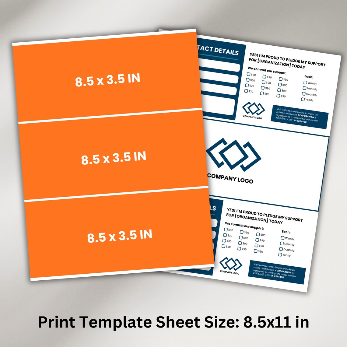 Nonprofit Pledge Card Template, Editable Donation Card, Nonprofit ...