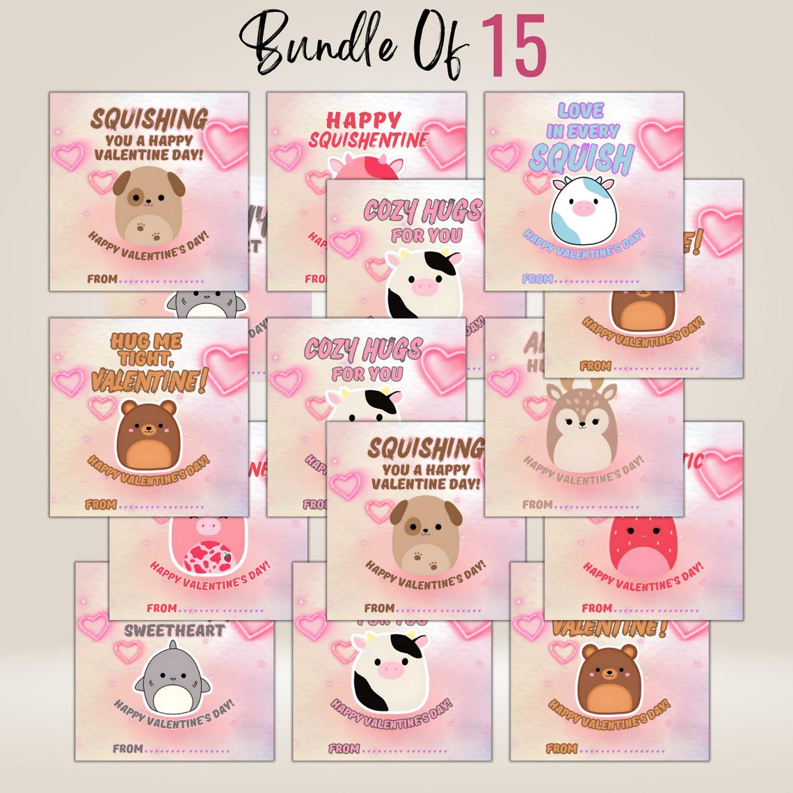 15 Squishmallow Valentine Cards, Squishy Valentine Cards, Squishmallow ...