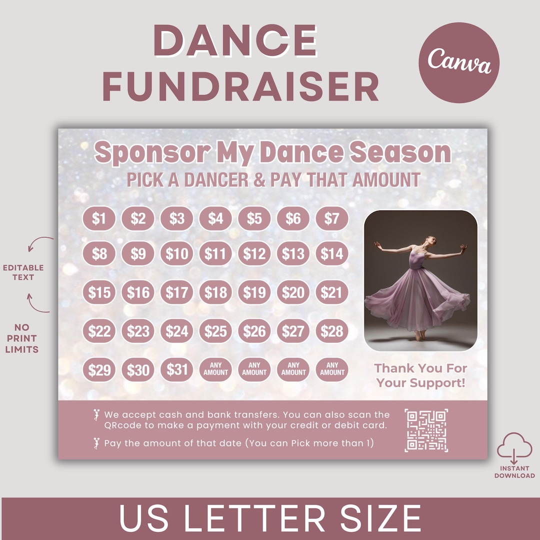 Dancer Fundraising Calendar, Editable Hip Hop Fill My Dancer Fundraiser ...