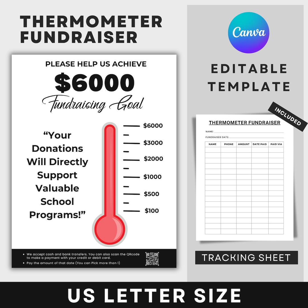 Fundraising Thermometer, Fundraising Goal Thermometer Calendar, Pick a ...