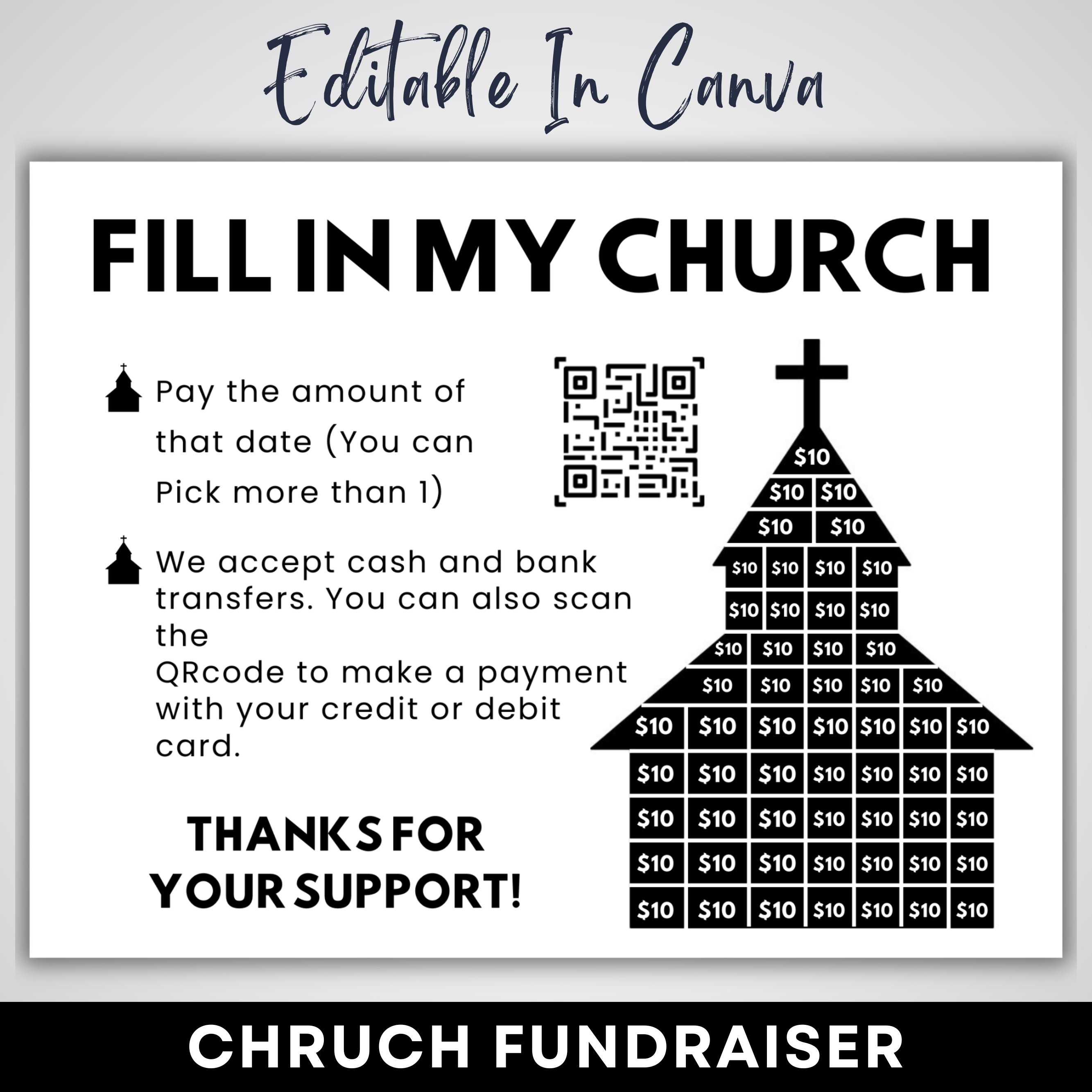 Church Fundraising Calendar, Pick a Date Donation Church Calendar ...