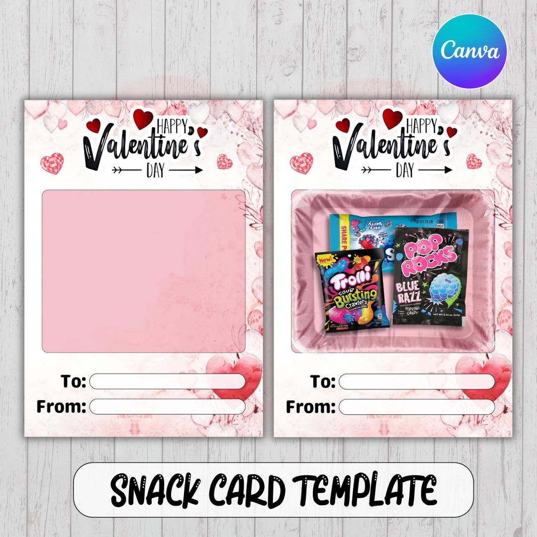 Valentine's Day Jumbo Snack Card Canva Template, Jumbo Treat Card ...