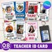 Teacher ID Cards Editable Canva Template, School Custom ID Card Canva ...