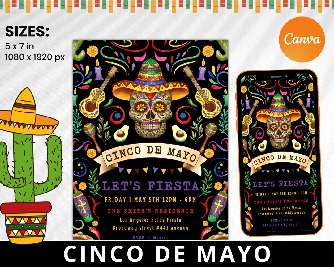 Cinco De Mayo Invite, Fiesta Invite, Cinco De Mayo Fiesta, Party ...