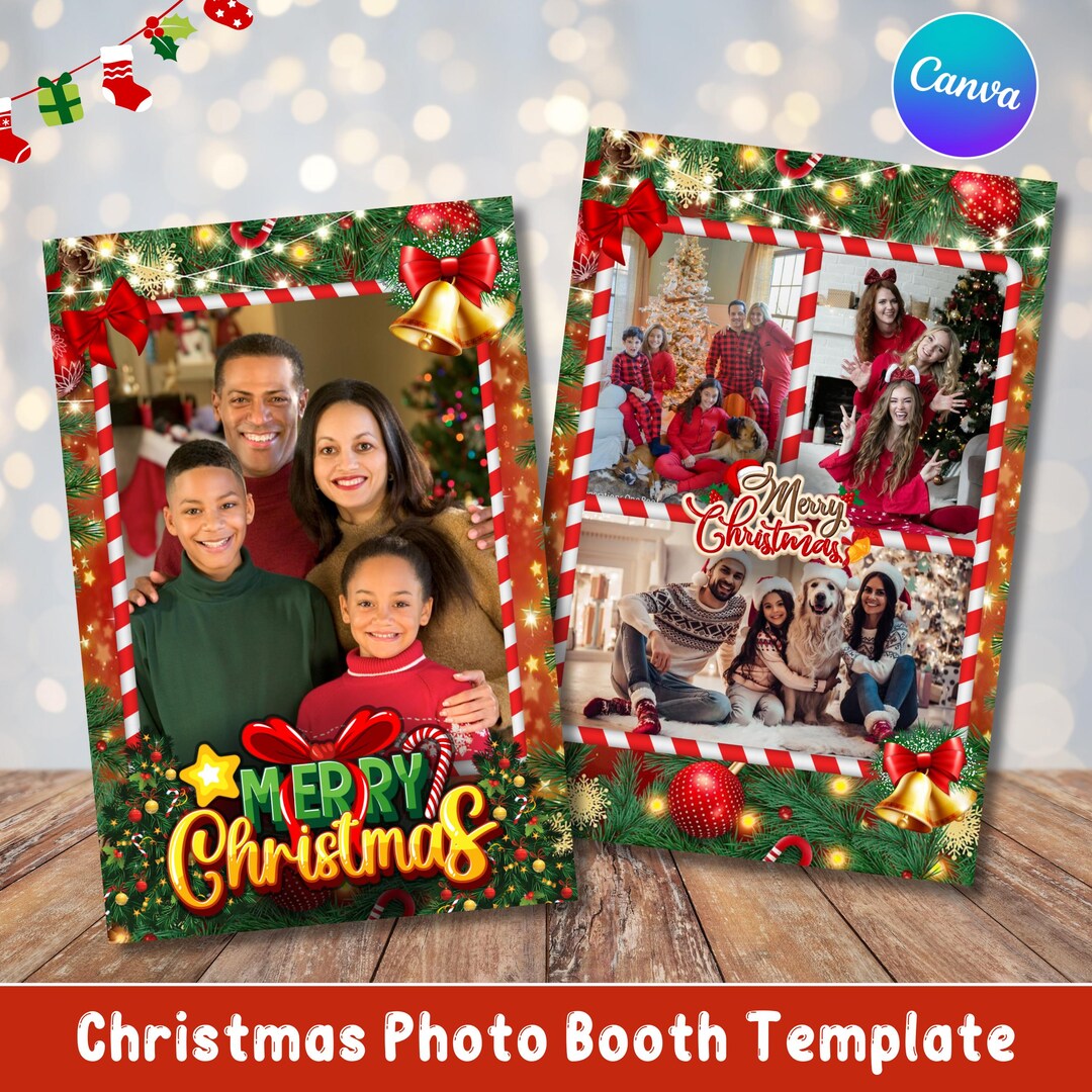 Christmas Photo Booth Template, Photobooth Xmas New Year Party Frame ...