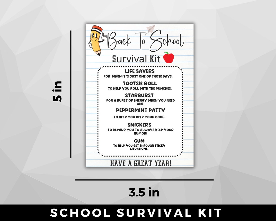 EDITABLE Back to School Survival Kit Gift Tags | Back to School Student ...