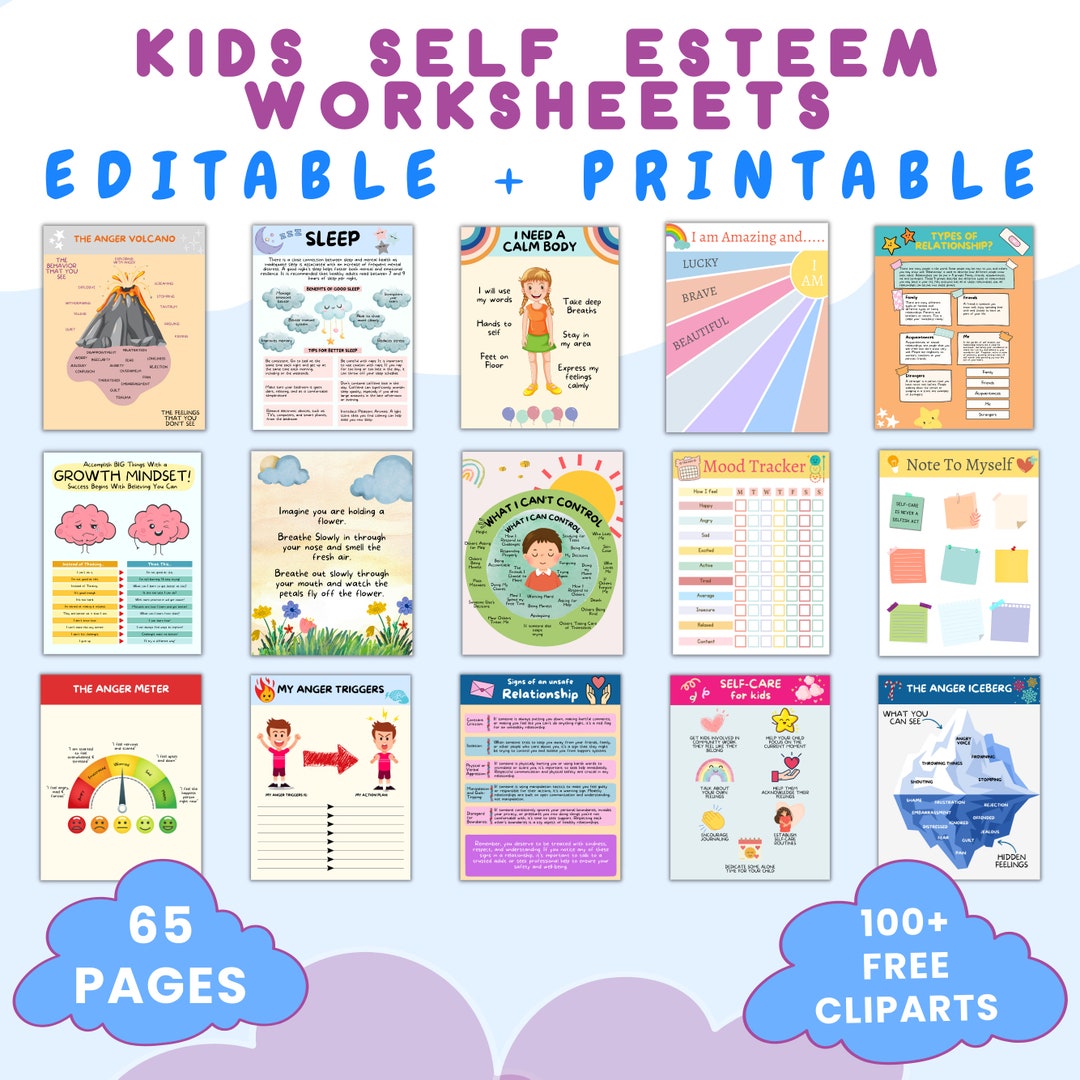 Kids Therapy Bundle, Self-esteem Worksheets, Child Learning, Emotional ...