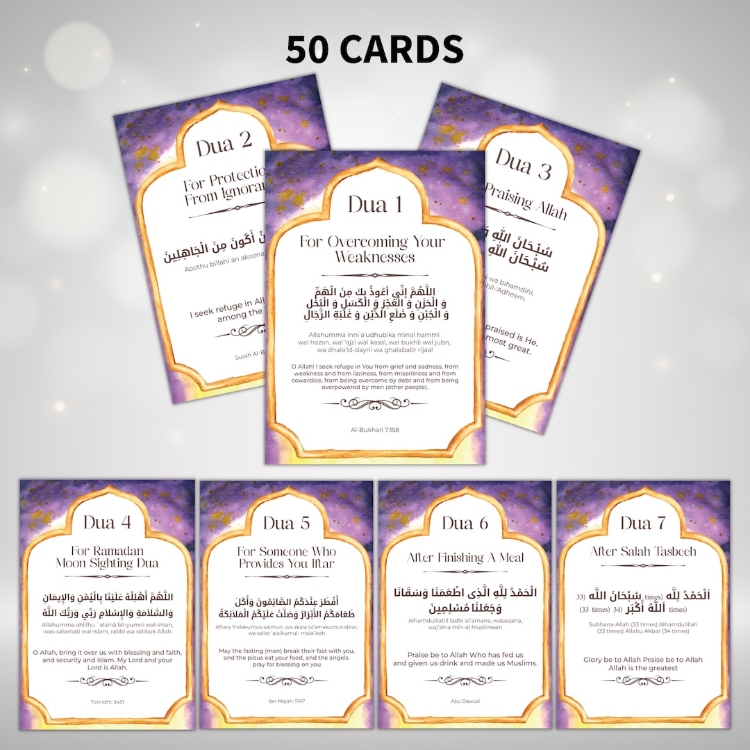 Islamic Dua Flash Cards, 50 Printable Quran Dua Flash Cards, Ramadan ...