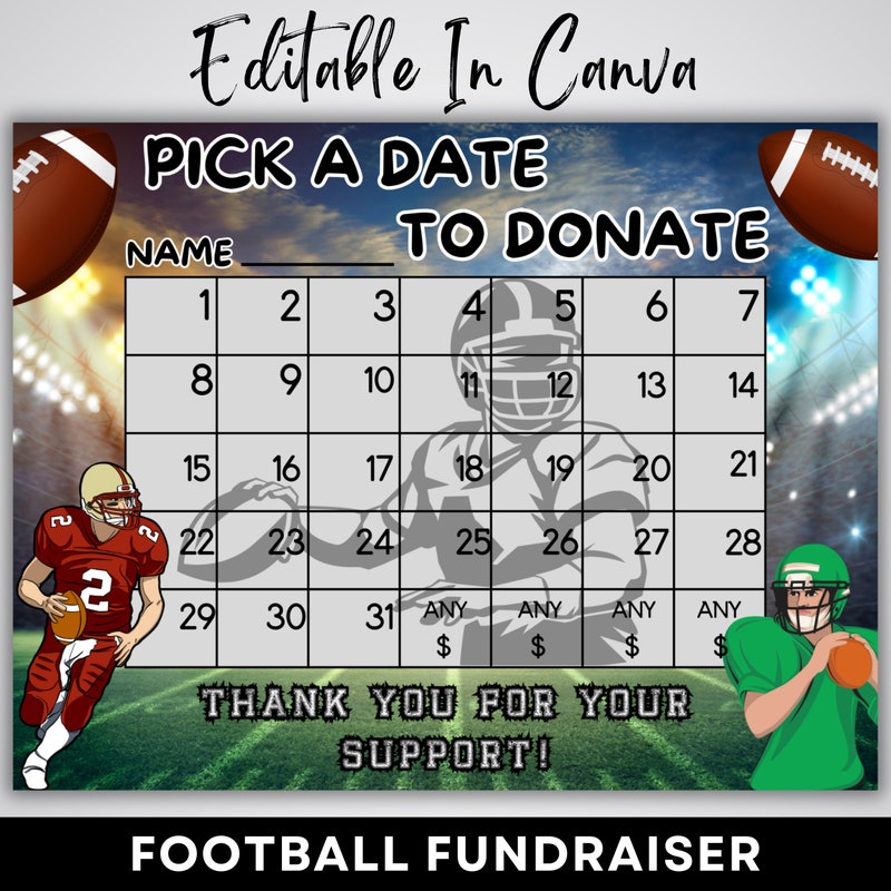Football Calendar Fundraiser Template - Etsy