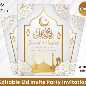 Eid Invite, Eid Party Invitation, Editable Elegant Eid Party Invite ...