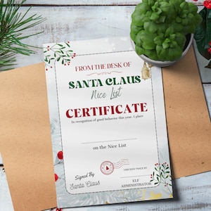Instant Download Editable Letter From Santa, Nice List Certificate and ...