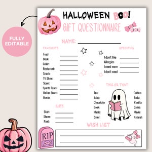 Editable Halloween Gift Exchange Questionnaire, Printable You’ve Been ...