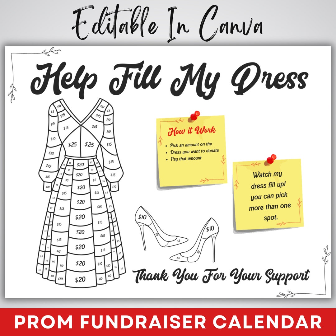 Prom Fundraising Calendar, Pick a Date Donation Prom Calendar ...