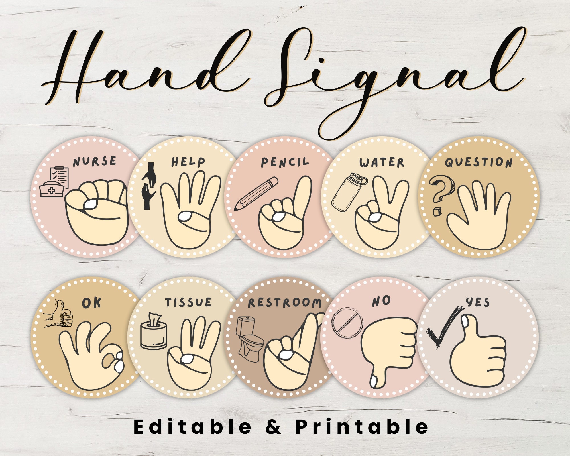 Rainbow Hand Signal Posters Hand Signal Posters Classroom - Etsy Australia